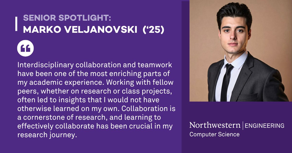 CS Senior Spotlight: Marko Veljanovski | News & Events | Computer Science | Northwestern Engineering